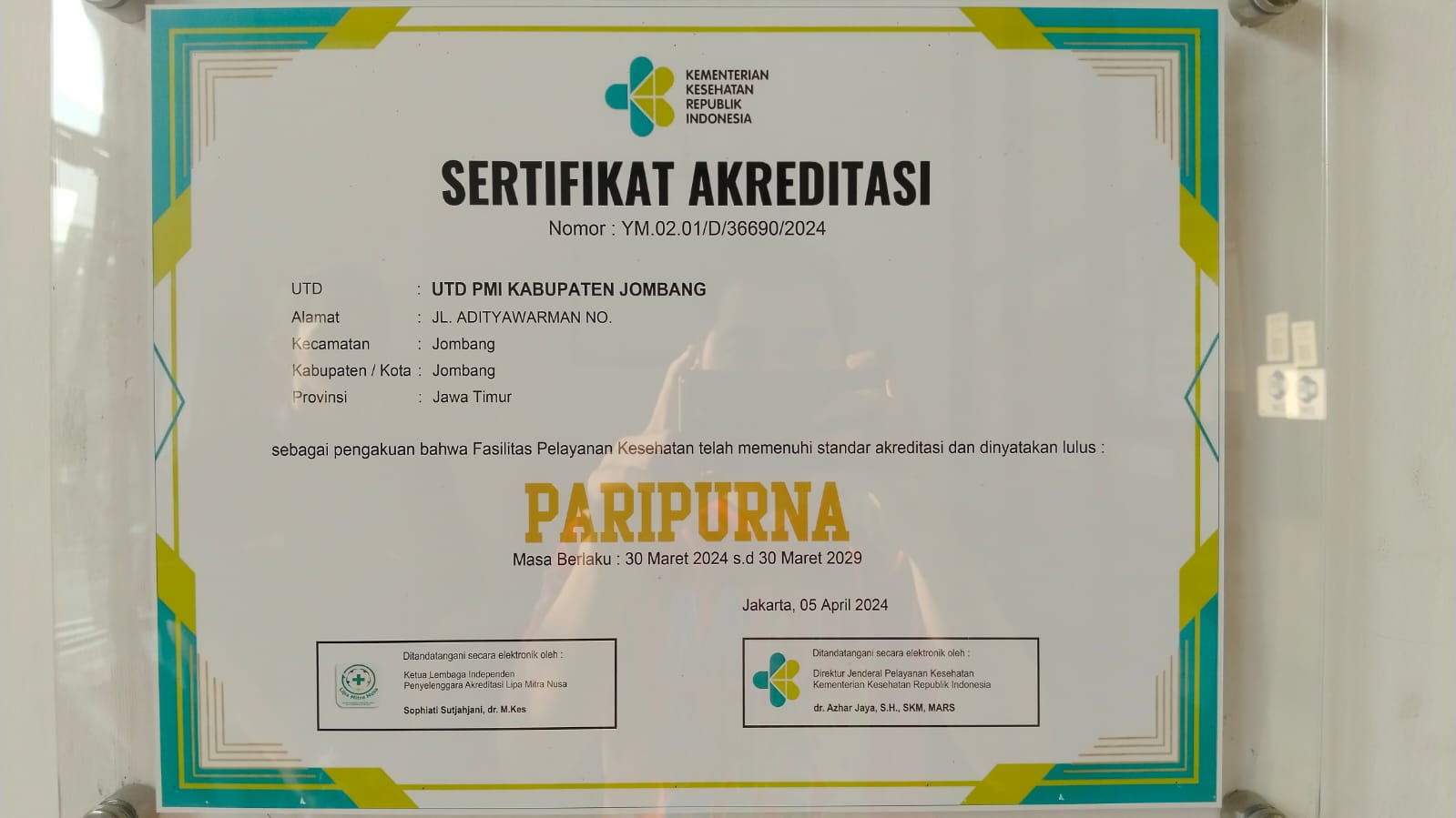 UDD PMI Kabupaten Jombang Raih Akreditasi Paripurna - PMI Jombang